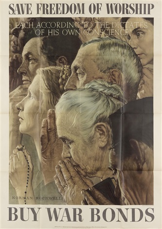 THE FOUR FREEDOMS. Group of 4 posters. 1943 by Norman Rockwell on artnet